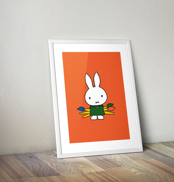 Miffy Holding Paintbrushes Framed Mini Poster – Miffy Shop